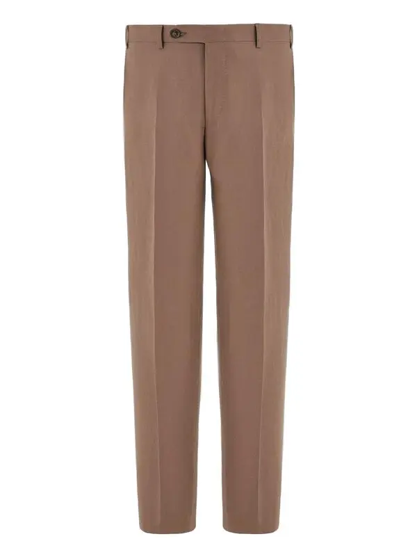 Canali Regular-fit Linen And Silk Pants - Brown