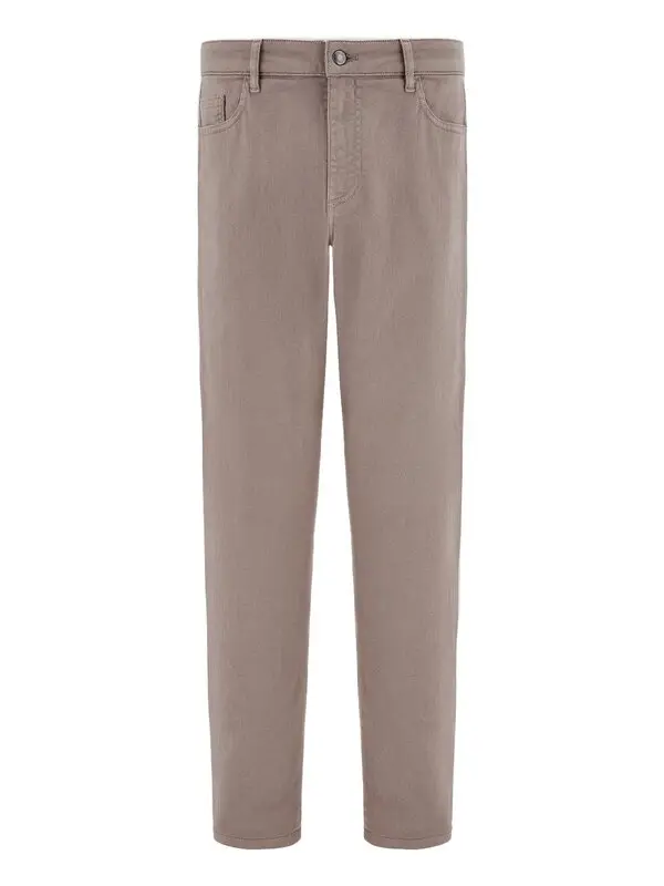 Canali Regular Fit Five Pocket Cotton Pants - Brown