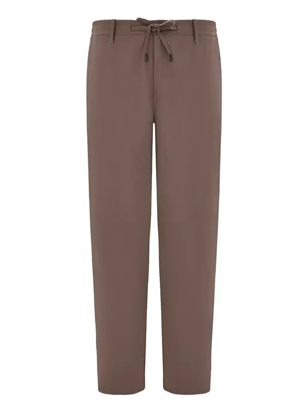 Canali Travel Wool Regular Fit Drawstring Pants - Brown