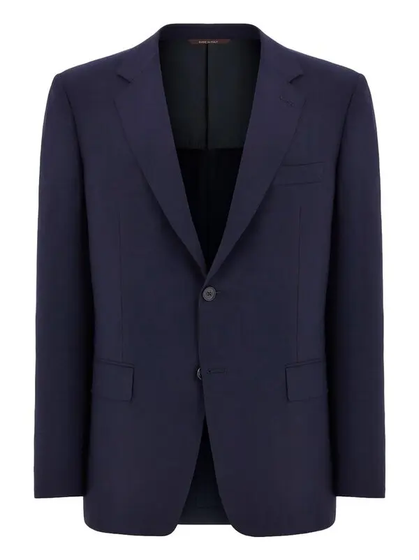 Canali Navy Cashmere Single-breasted Jacket - Blue