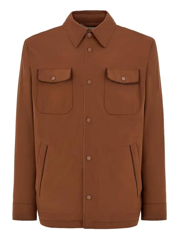 Canali Nuvola Burnt Overshirt In Technical Fabric With Membrane - Brown
