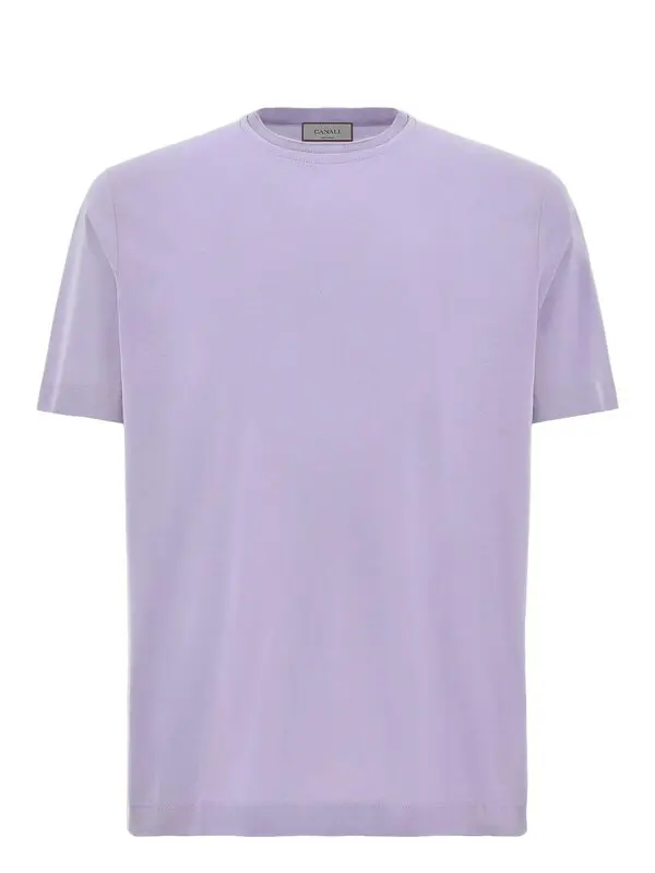 Canali Lilac Lisle Cotton T-shirt With Double Collar - Purple