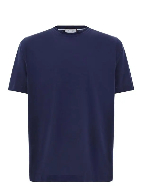 Canali Lisle Cotton T-shirt With Double Collar - Blue
