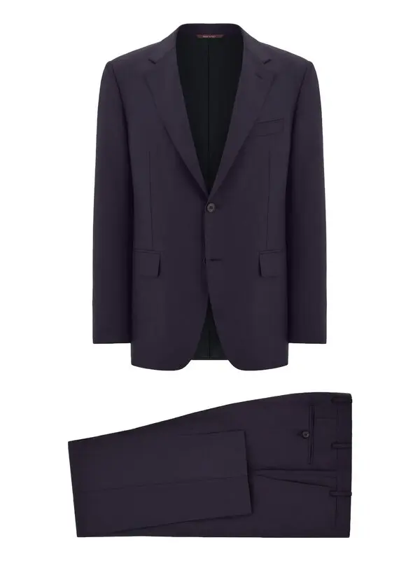 Canali Navy 160's Wool Regular-fit Suit With Herringbone Pattern - Blue
