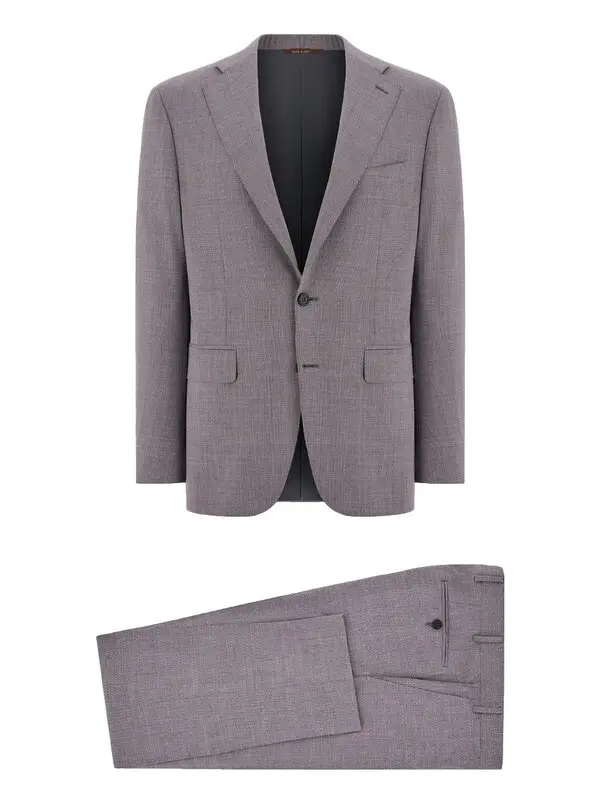 Canali Gray Pure Wool Modern-fit Suit With Micro-design - Grey