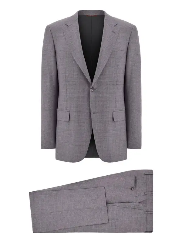 Canali Gray 150's Wool Grisaille And Silk Regular-fit Suit - Grey