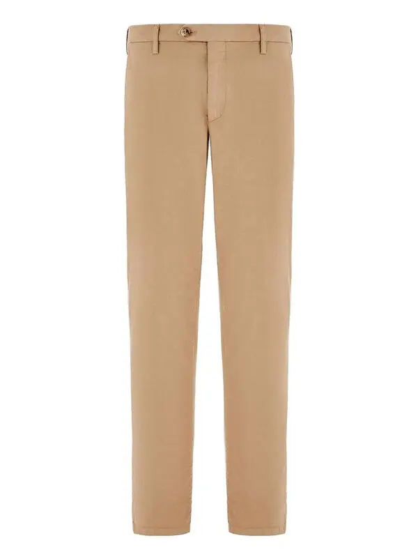 Canali Dune Regular Fit Chino Pants In Cotton And Silk Gabardine - Beige