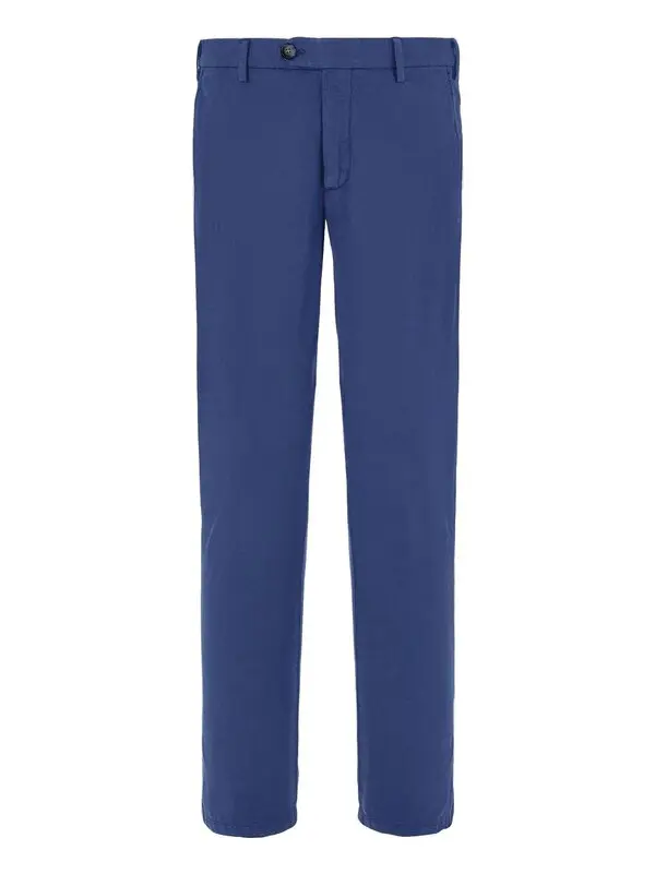 Canali Marine Regular Fit Chino Pants In Cotton And Silk Gabardine - Blue