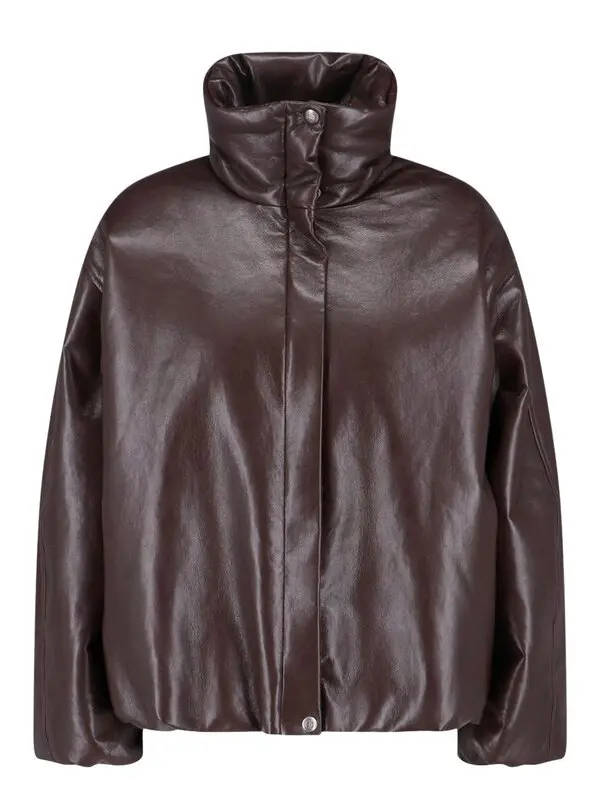 ANINE BING Cyrus Padded Leather Jacket - Brown