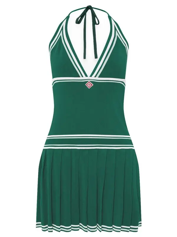 Casablanca Pleated Halter Mini Dress - Green