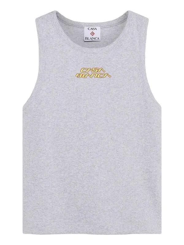 Casablanca Grey Marle Ribbed Tank Top - Multicolor