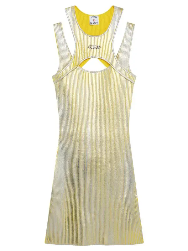 Casablanca Foil Printed Mini Dress - Yellow