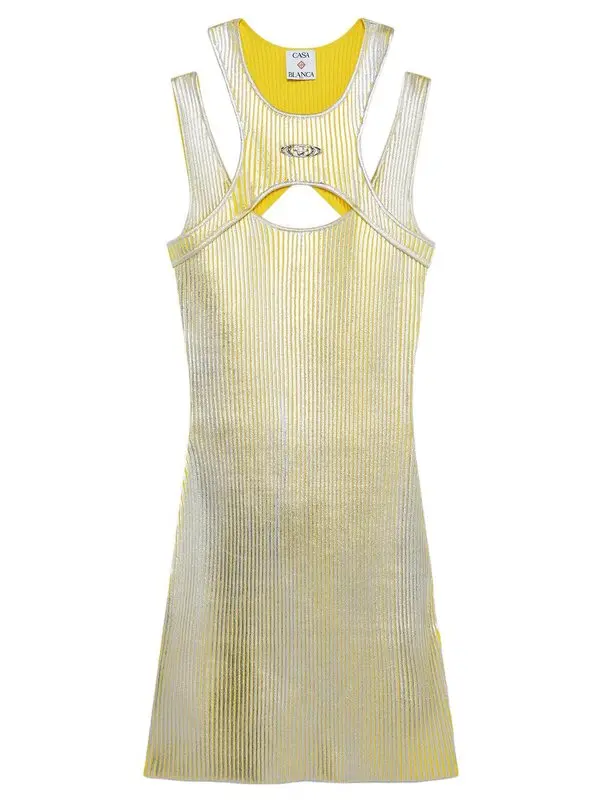Casablanca Foil Printed Mini Dress - Yellow