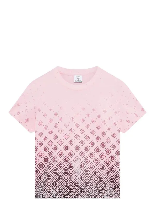 Casablanca Aubergine Gradient Monogram Short Sleeve T-shirt - Pink