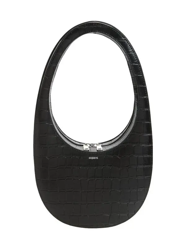 Coperni Swipe Croc-embossed Leather Handbag - Black