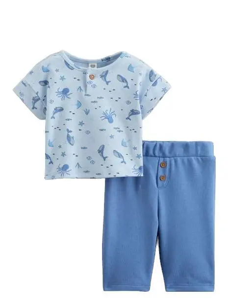 Nordstrom Print T-shirt & Pants Set - Blue Skyway Sea