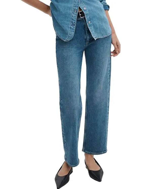 Rag & Bone Harlow Mid Rise Ankle Straight Leg Jeans - Accord