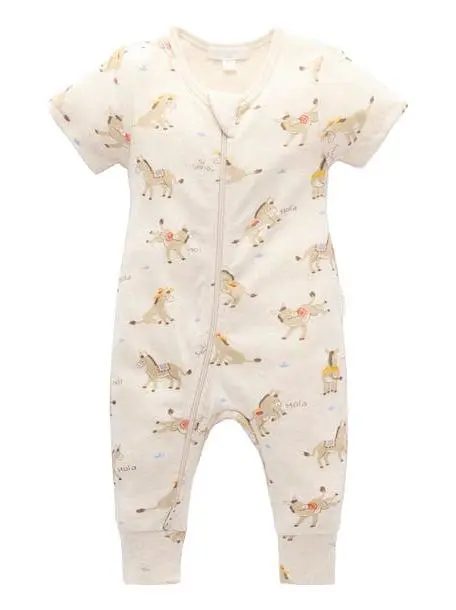 PUREBABY Rib Short Sleeve Romper - Si Senor Print