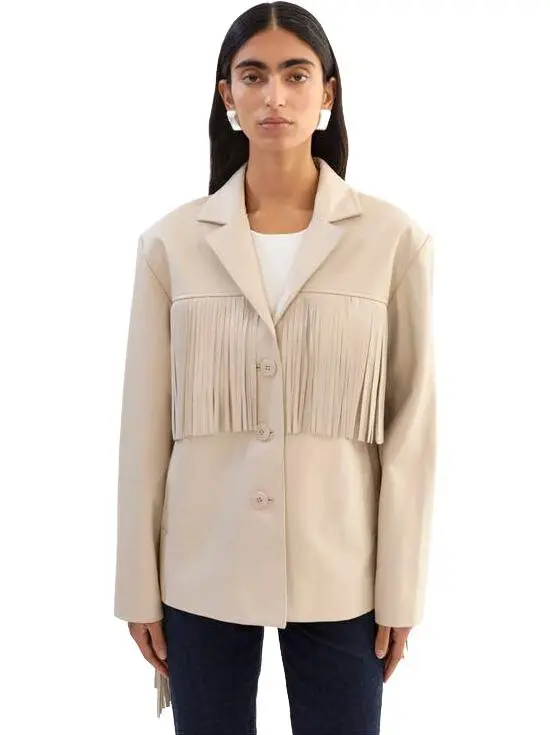 LAMARQUE Rianne Leather Fringe Jacket - Bone