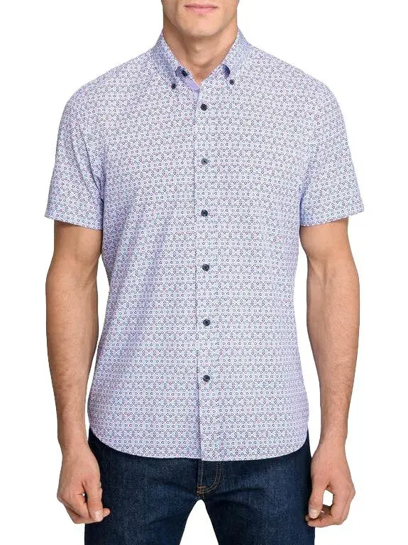 CON.STRUCT Slim Fit Circle Geo Performance Short Sleeve Shirt - Blue Purple