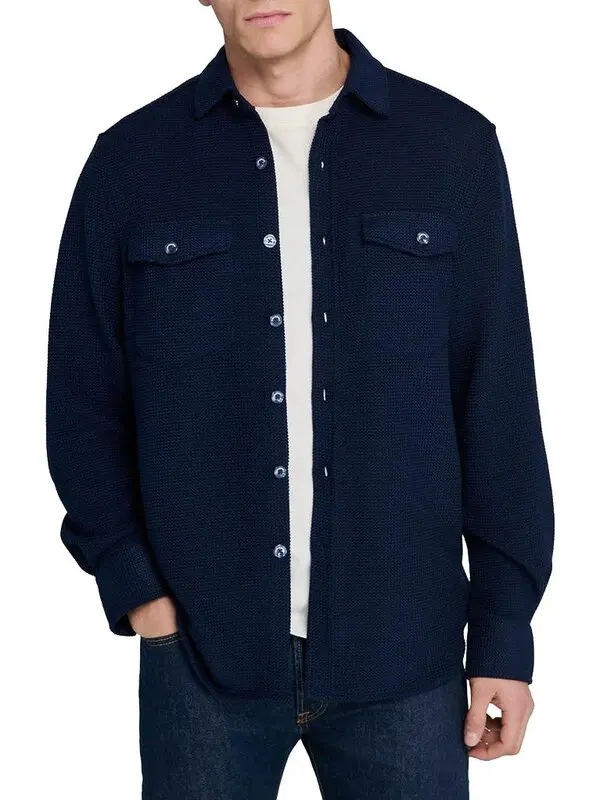 CON.STRUCT Slim Fit Solid Shirt Jacket - Navy