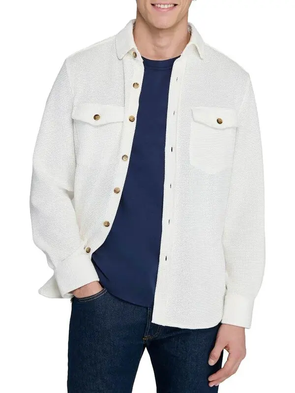 CON.STRUCT Slim Fit Solid Shirt Jacket - White
