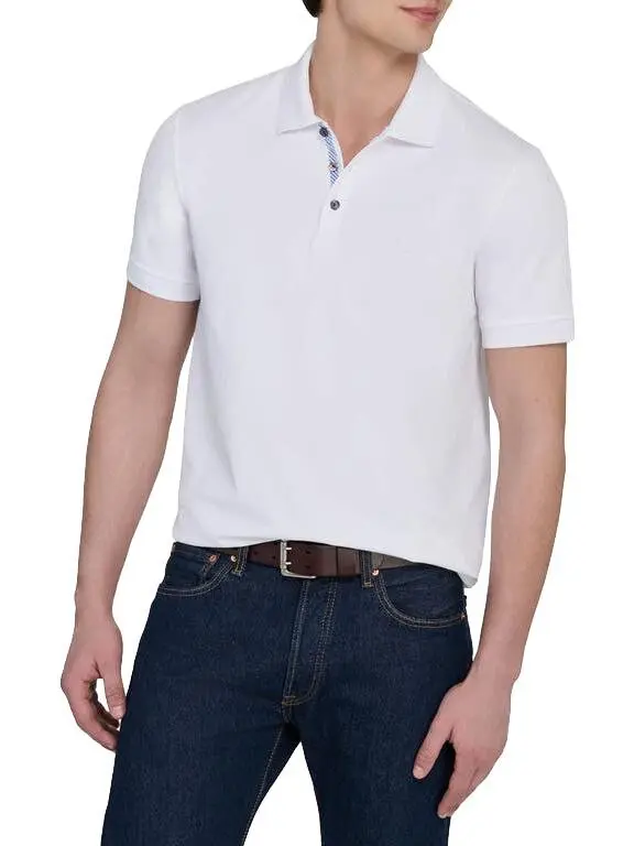 CON.STRUCT Slim Fit Short Sleeve Solid Polo - White