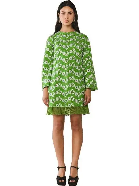 EDDY Tillie Mini Dress - Magnolia Green Embroidery