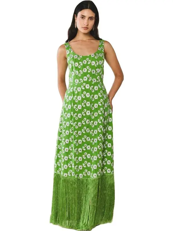 EDDY Hannah Maxi Dress - Magnolia Green Embroidery