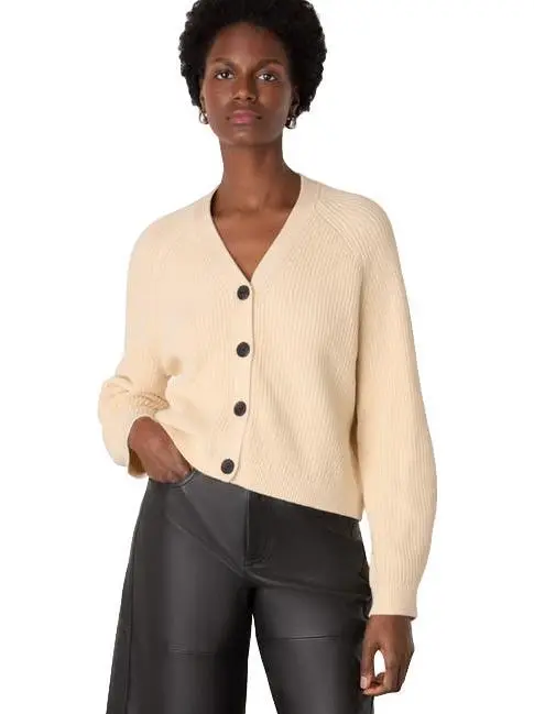 Whistles Cotton V-neck Cardigan - Ivory