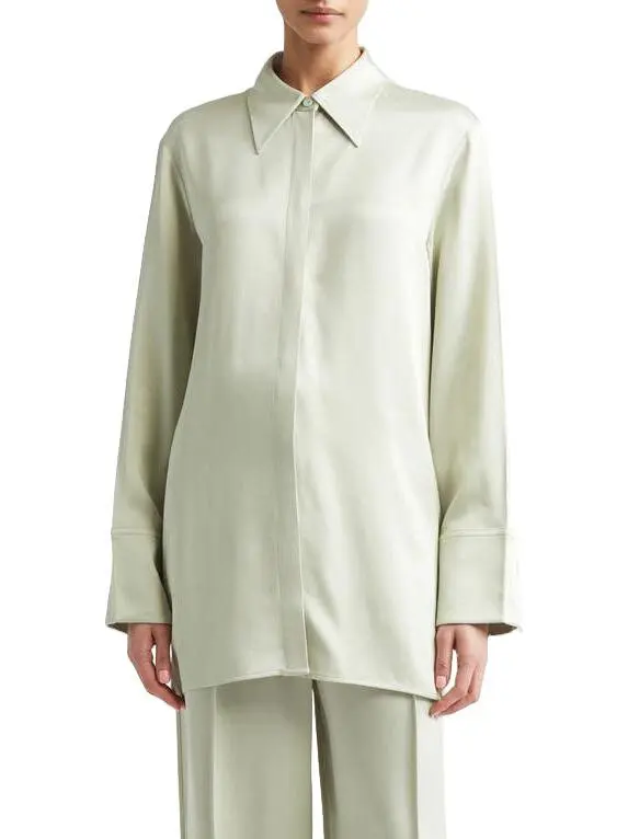 JIL SANDER Fluid Satin Button-up Shirt - Pastel Green