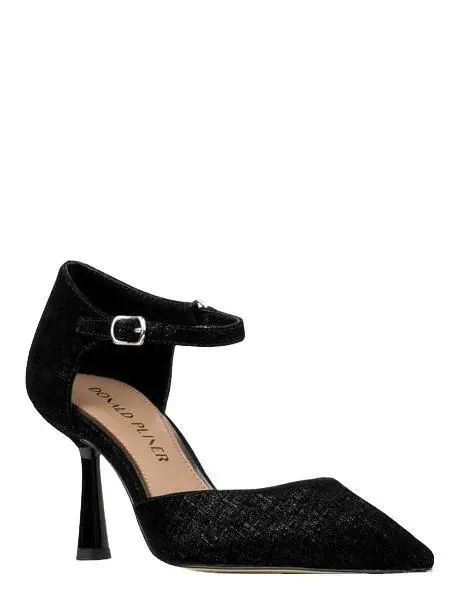 DONALD PLINER Epyc Ankle Strap Pointed Toe Pump - Black