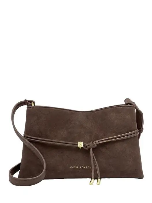 KATIE LOXTON Lori Suedette Crossbody Bag - Bitter Chocolate