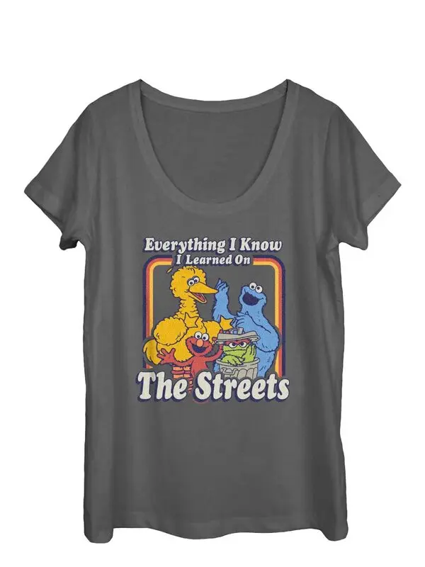 SESAME STREET® Everything I Know I Learned On The Streets" Graphic T-shirt - Charcoal