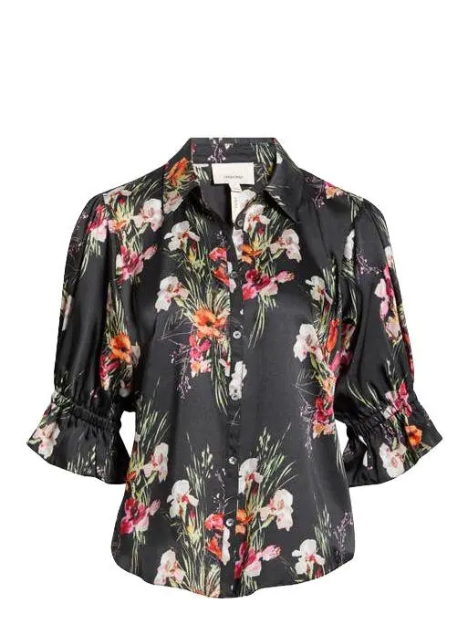 Cinq À Sept Fiona Iris Bouquet Button-up Top - Black Multi