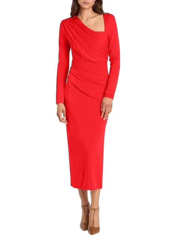 Cinq À Sept Jalyn Long Sleeve Asymmetric Drape Matte Jersey Dress - Bisou