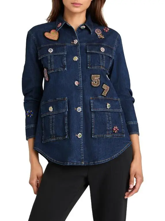 Cinq À Sept Retro Love Vera Denim Jacket - Abyss/multi
