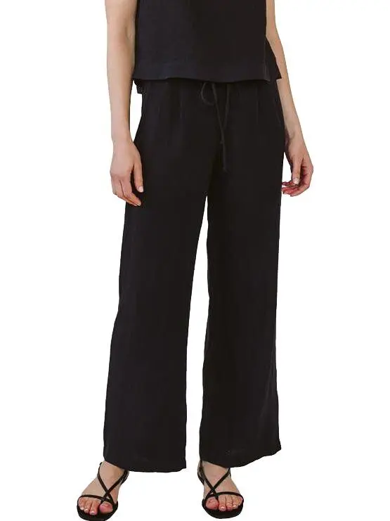 Bella Dahl Wide Leg Linen Pants - Black