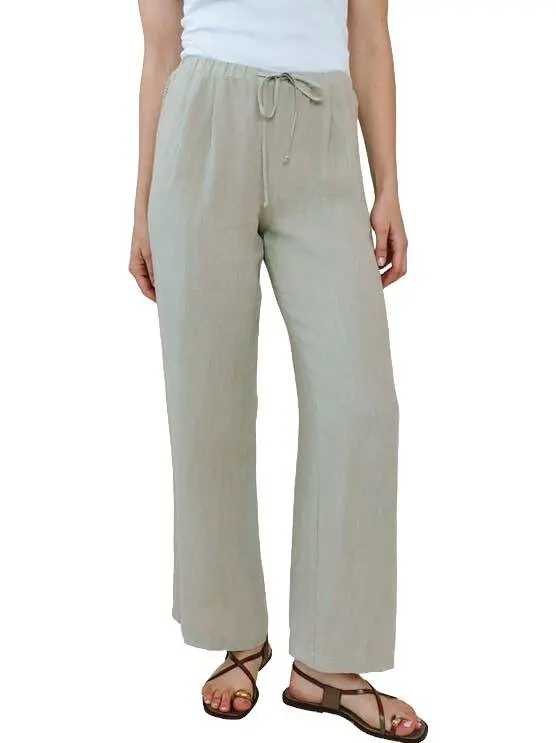 Bella Dahl Wide Leg Linen Pants - Green Tea