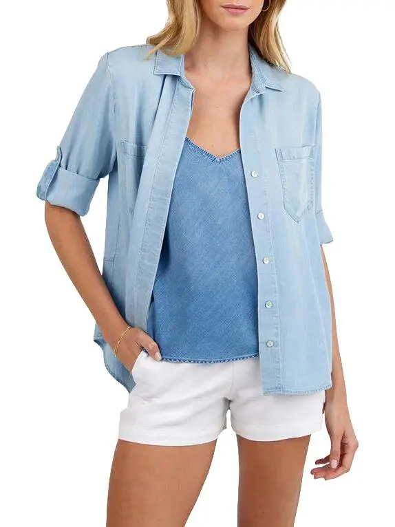 Bella Dahl Split Back Denim Shirt - Light Sun Spray
