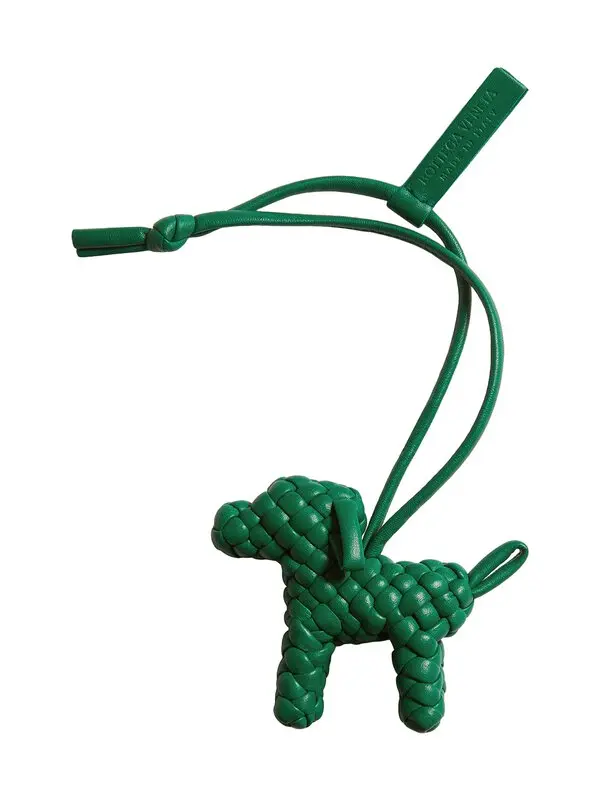 Bottega Veneta Lambskin Intrecciato Dog Charm - Green