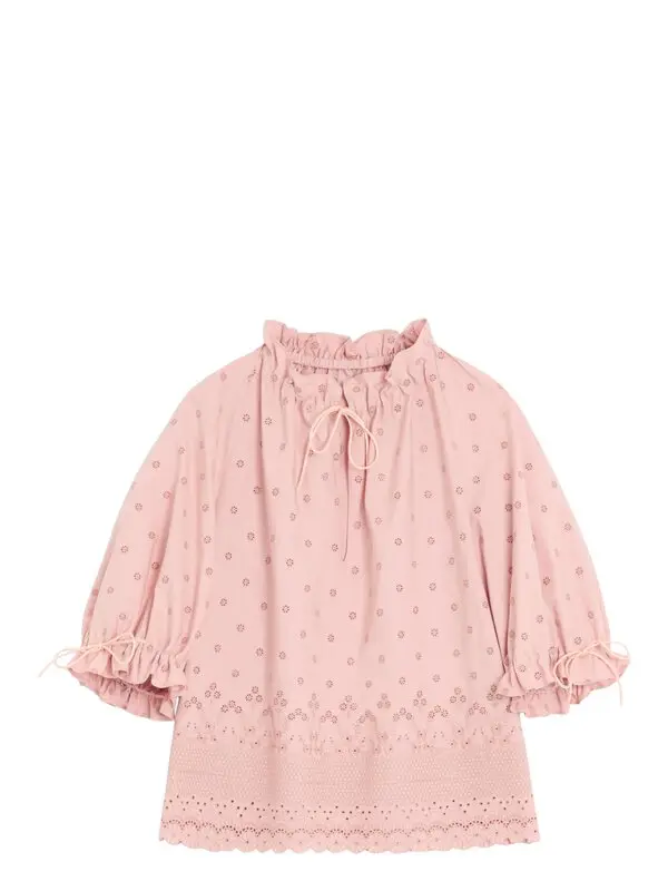 Valentino Garavani Cotton Ruffled Blouse - Pink