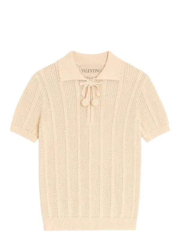 Valentino Garavani Cotton Knitted Polo Shirt - Ivory