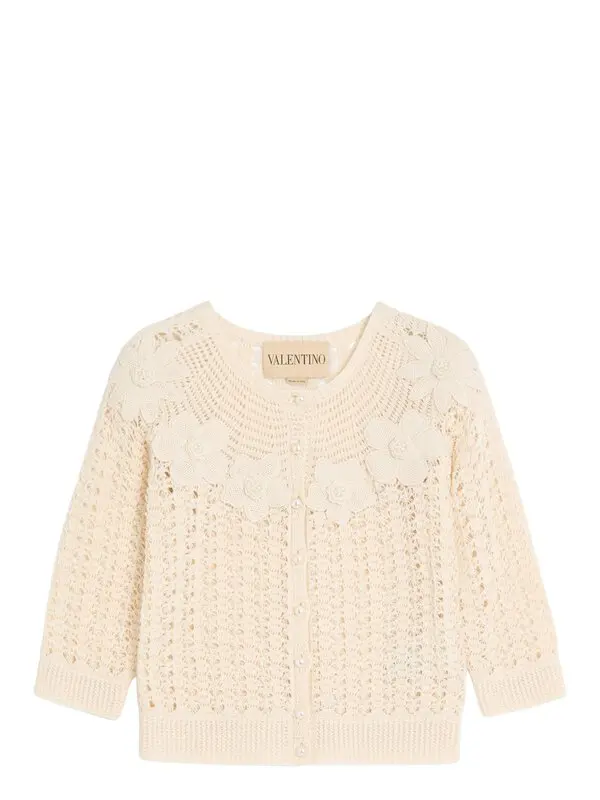 Valentino Garavani Cotton Crochet Flower Cardigan - Nude
