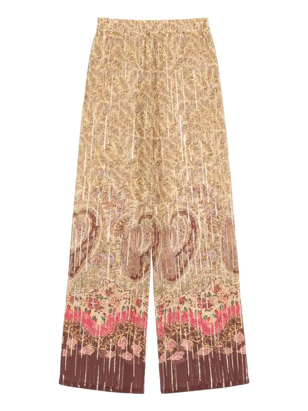Valentino Garavani Silk-metallic Fibre Trousers - Beige