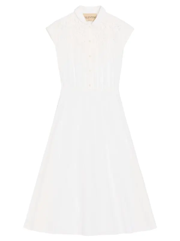 Valentino Garavani Cotton Poplin Embroidered Midi Dress - White