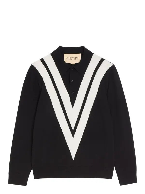 Valentino Garavani Virgin Wool Logo Polo Shirt - Black