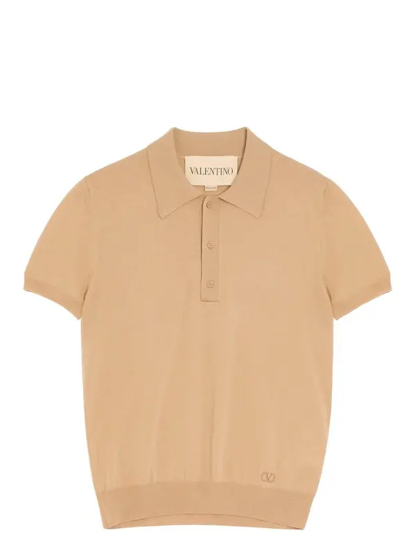 Valentino Garavani Wool Vlogo Polo Shirt - Beige