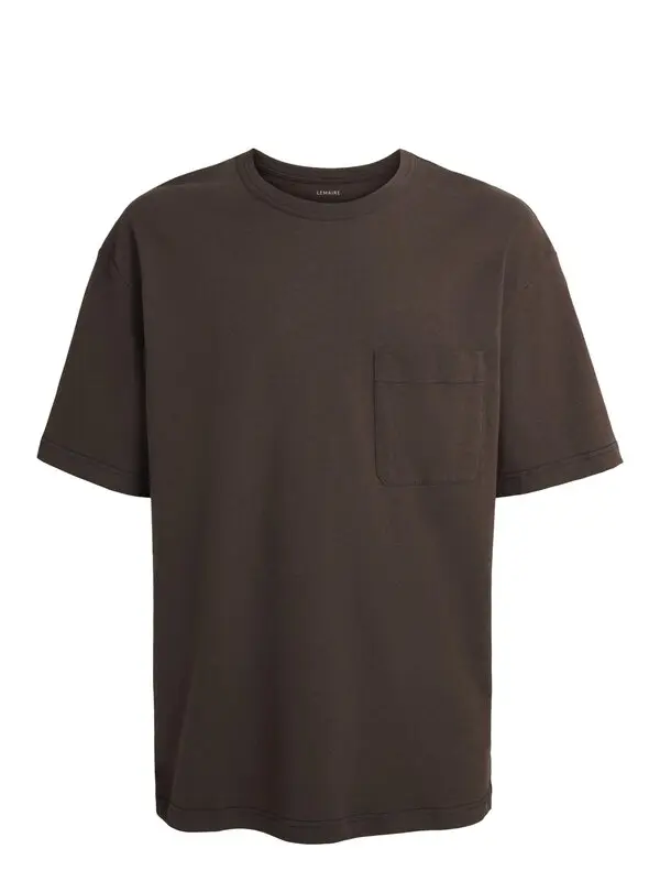 LEMAIRE Cotton-linen Boxy T-shirt - Brown