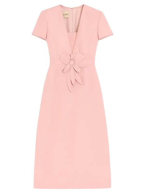 Valentino Garavani Wool-silk Floral Midi Dress - Pink